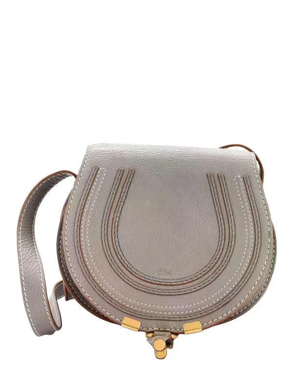 Chloé Marcie Leather Small Crossbody Bag - Grey