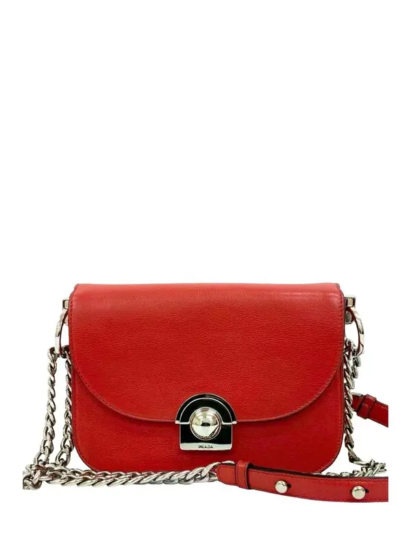 Prada 2010-2025 Glace Calf Arcade Crossbody Bag - Red