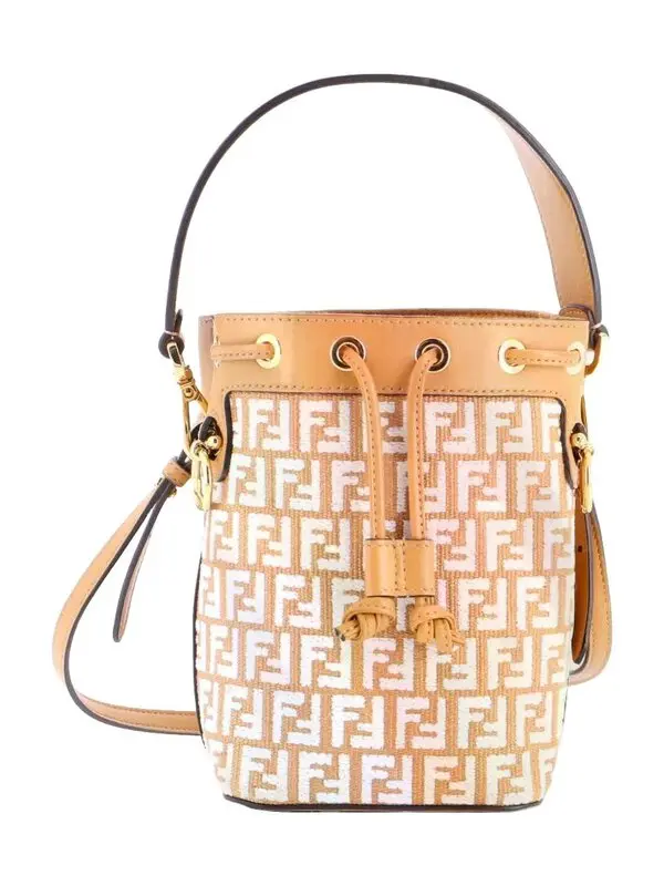Fendi Mon Tresor Zucca Raffia Mini Bucket Bag - Brown