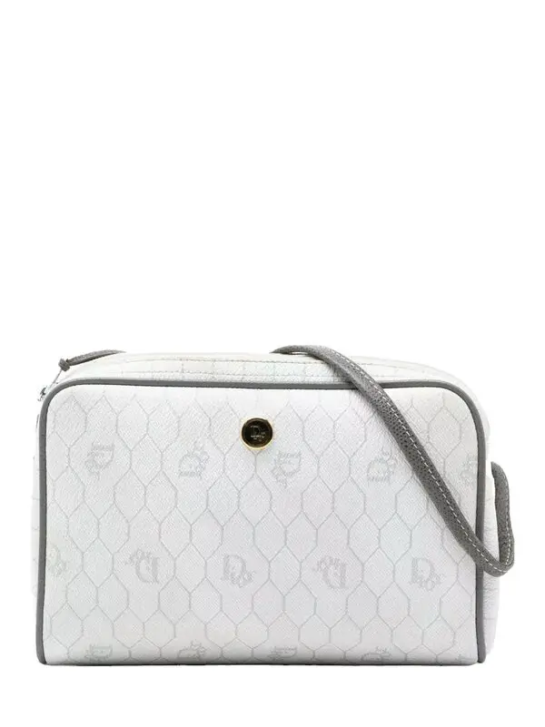 Dior 20th Century Honeycomb Coated Canvas Crossbody Bag - White