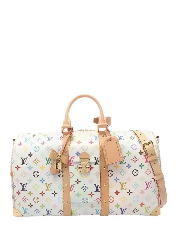 LOUIS VUITTON X Takashi Murakami Monogram Multicolore Keepall 45 Travel Bag - White