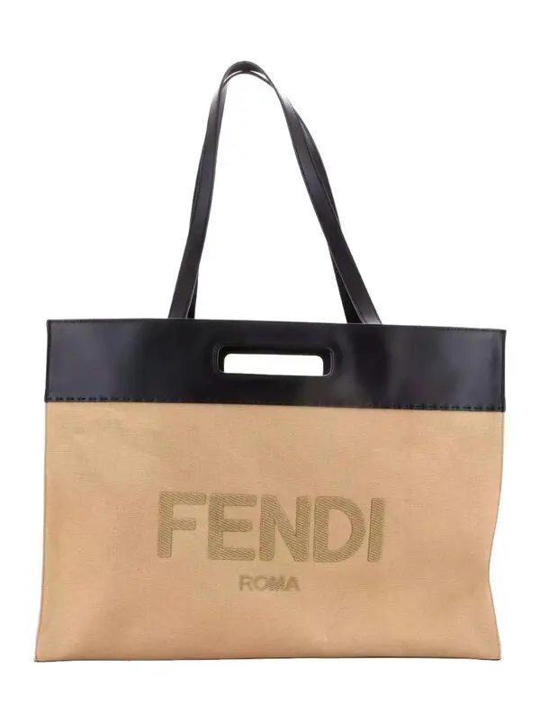 Fendi Cut Out Handle Large Shopper Tote - Neutrals