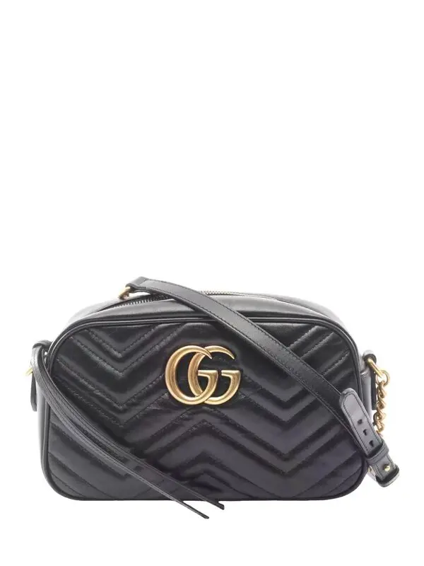 Gucci Small Gg Marmont Matelasse Leather Crossbody Bag - Black