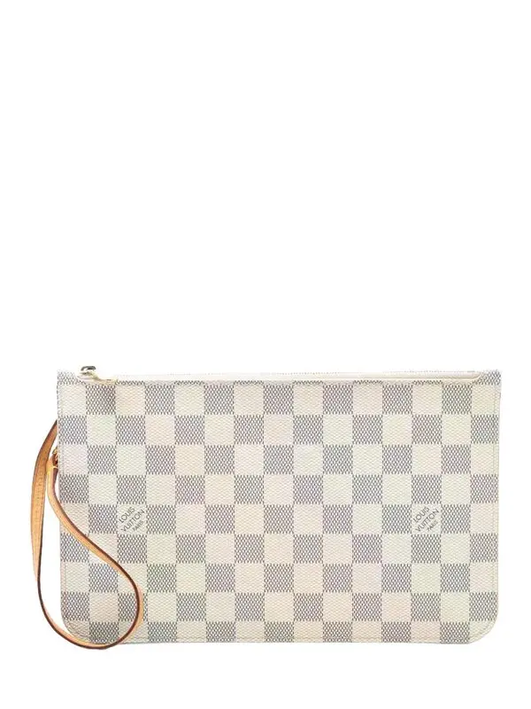 LOUIS VUITTON Damier Azur Neverfull Mm Pouch - White