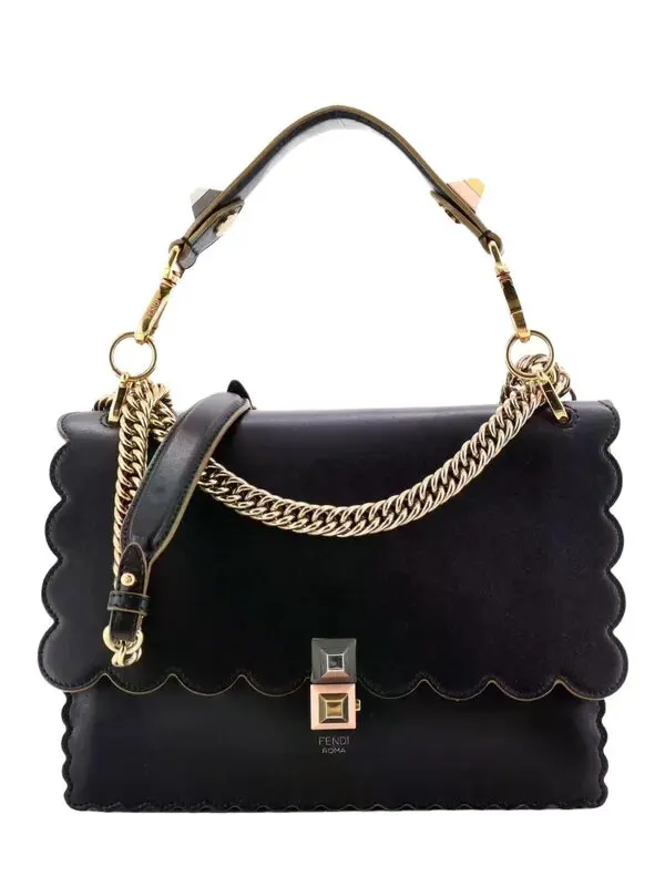 Fendi Kan I Leather Shoulder Bag - Black