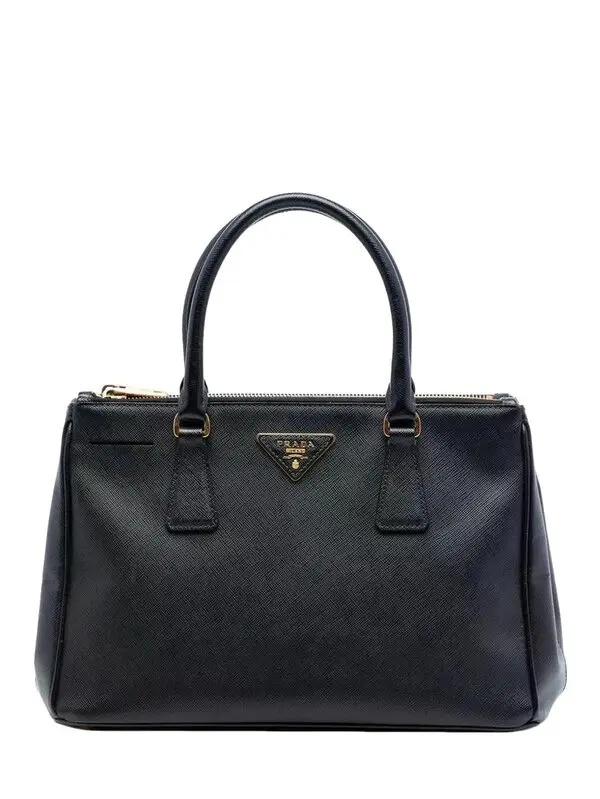 Prada Saffiano Lux Galleria Double Zip Satchel - Black