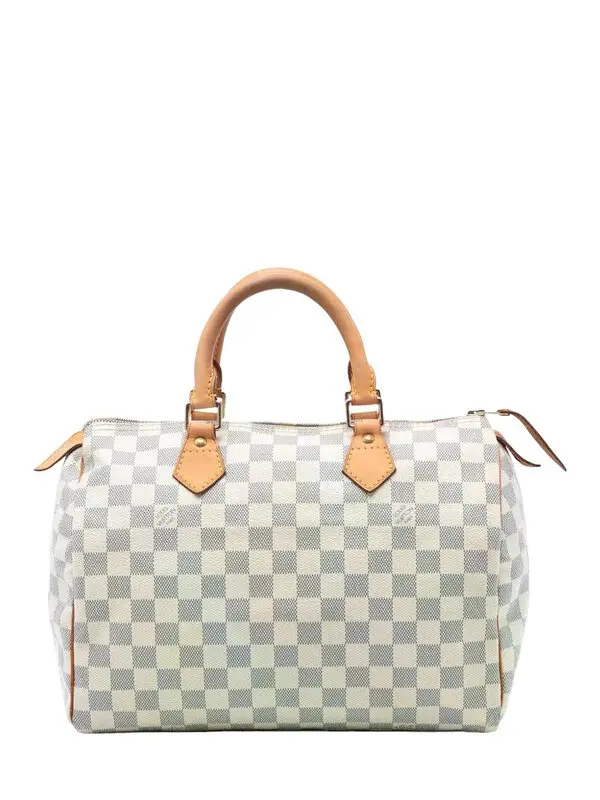 LOUIS VUITTON Damier Azur Speedy 30 Boston Bag - White