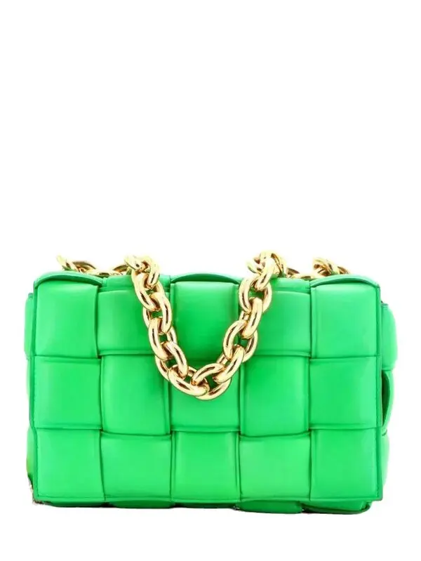 Bottega Veneta Cassette Chain Padded Maxi Intrecciato Leather Crossbody Bag - Green
