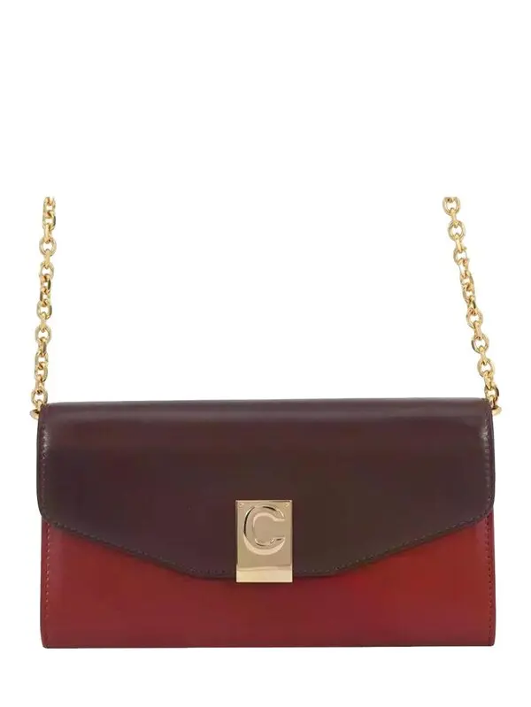 Celine Bicolor Leather C Bag Wallet On Chain - Red