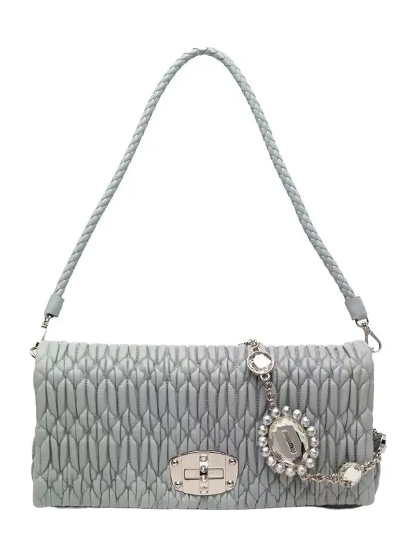 Miu Miu Matelasse Nappa Crystal Chain Satchel - Blue