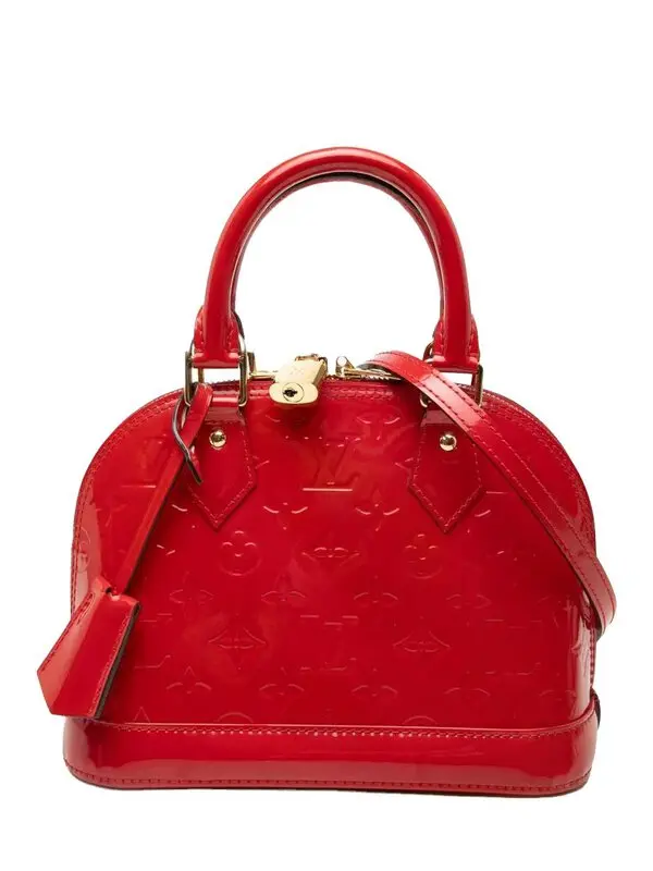 LOUIS VUITTON 2014 Monogram Vernis Alma Bb Satchel - Red