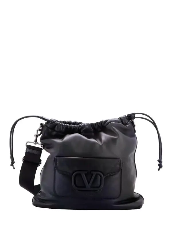 Valentino Garavani Vlogo Pocket Drawstring Padded Crossbody Bag - Black