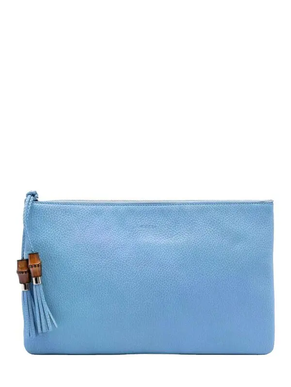 Gucci Calfskin Bamboo Tassel Clutch Bag - Blue