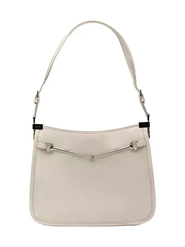 Gucci Small Calfskin Slim Horsebit Shoulder Bag - White