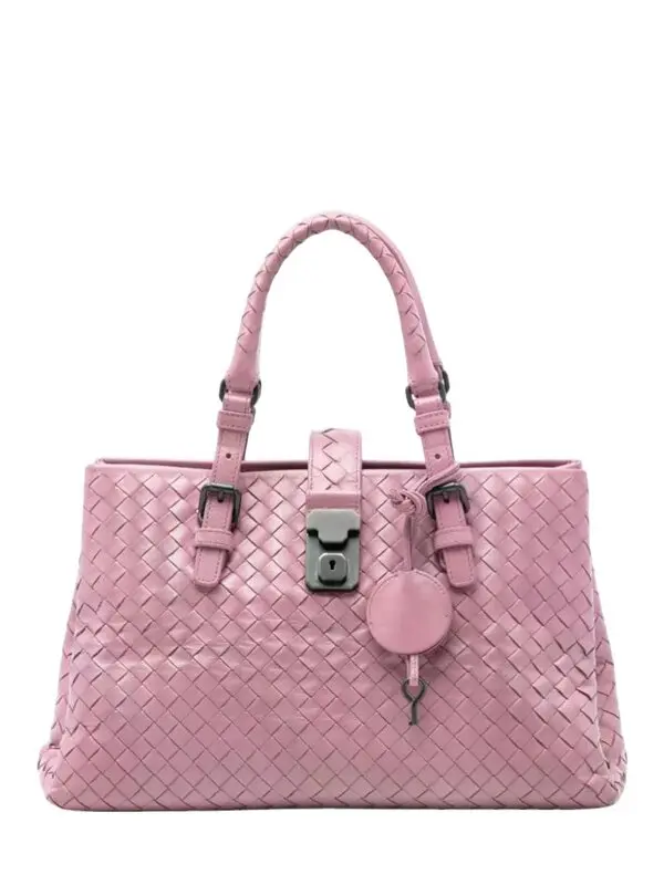 Bottega Veneta Small Nappa Intrecciato Roma Satchel - Pink