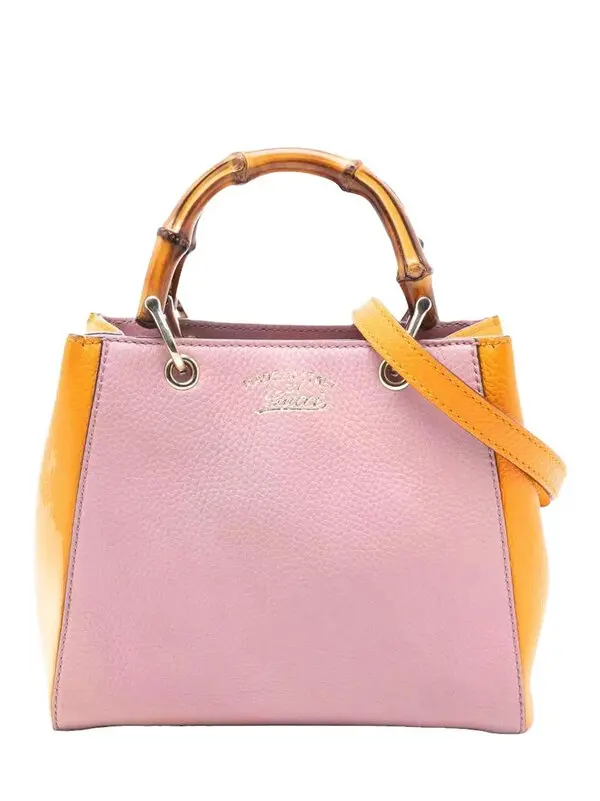 Gucci Mini Bicolor Calfskin Bamboo Shopper Satchel - Orange