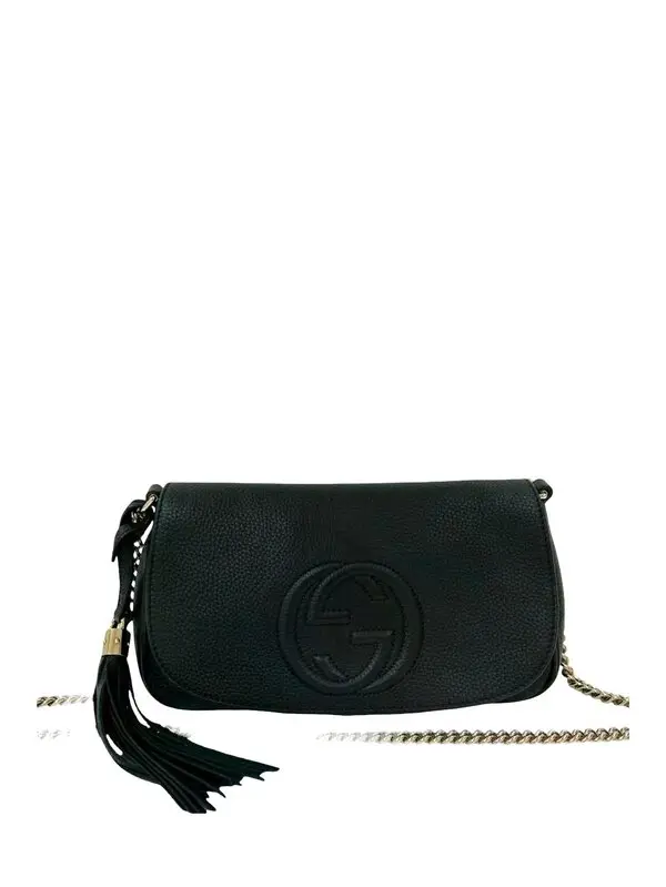 Gucci 2000-2015 Medium Soho Chain Flap Crossbody Bag - Black