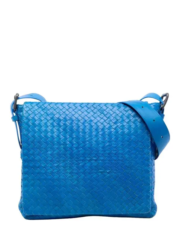 Bottega Veneta 2012-2025 Nappa Intrecciato Flap Crossbody Bag - Blue