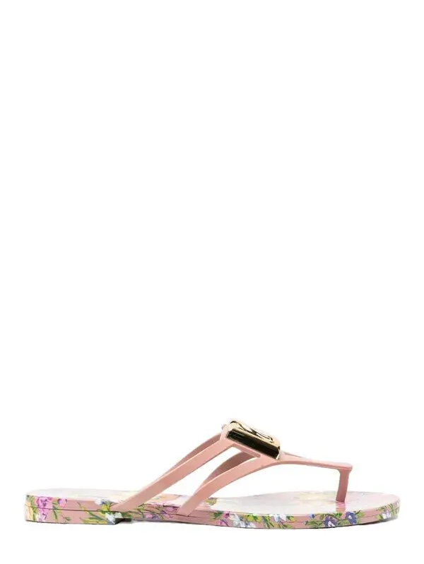 Dolce & Gabbana Floral Logo Flip-flops - Pink