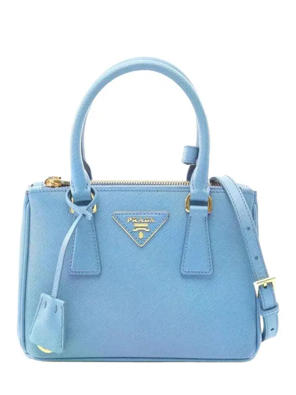 Prada 2010-2025 Small Saffiano Lux Galleria Double Zip Satchel - Blue