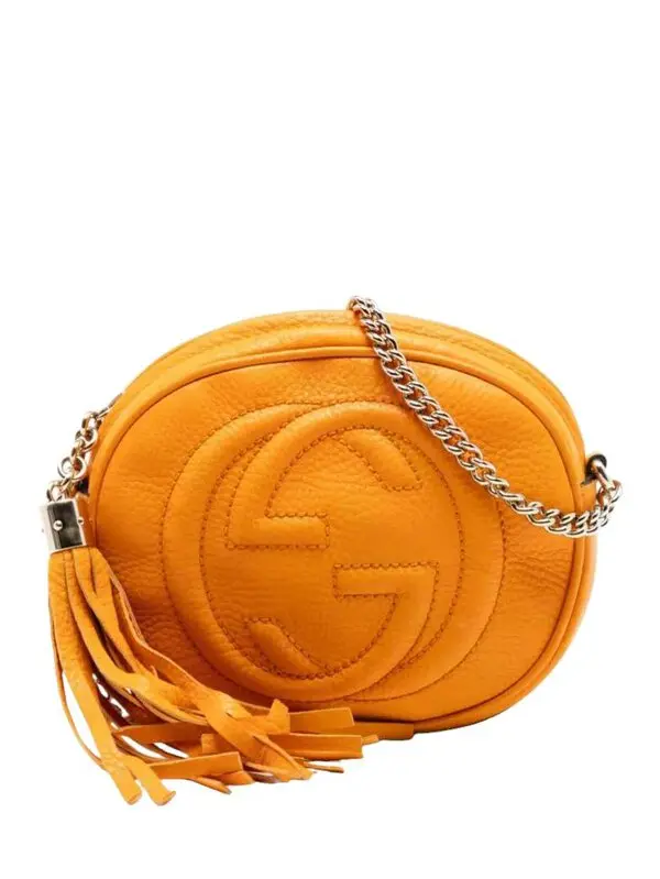 Gucci 2016-2025 Mini Pebbled Calfskin Soho Chain Crossbody Bag - Orange