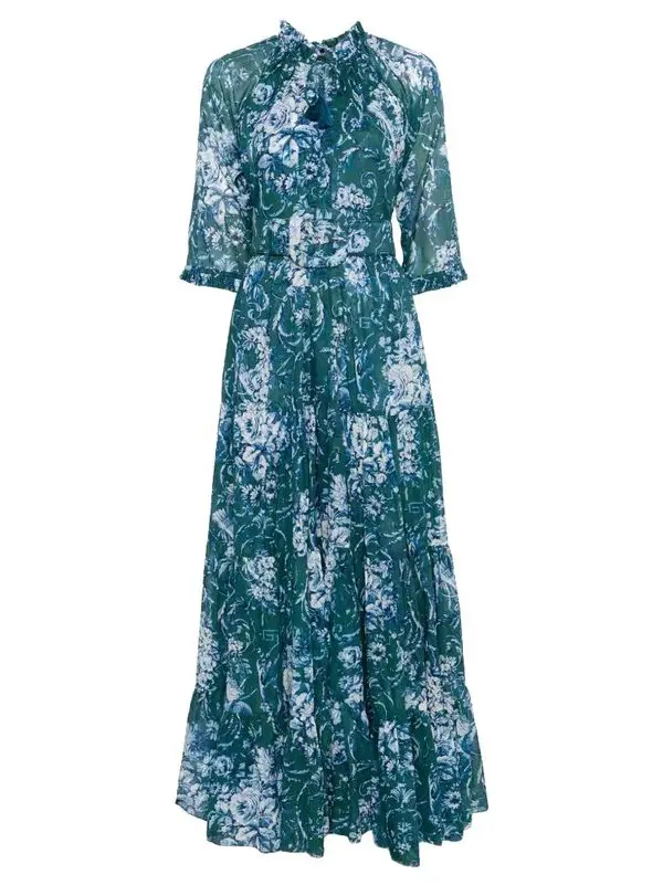 Samantha Sung Floral Tassel Maxi Dress - Blue