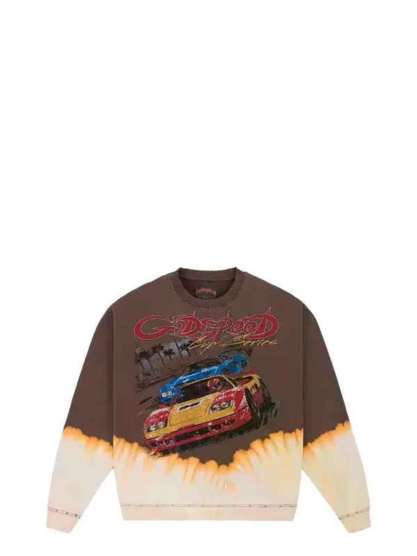 GODSPEED Bleached-effect Graphic-print Sweatshirt - Brown
