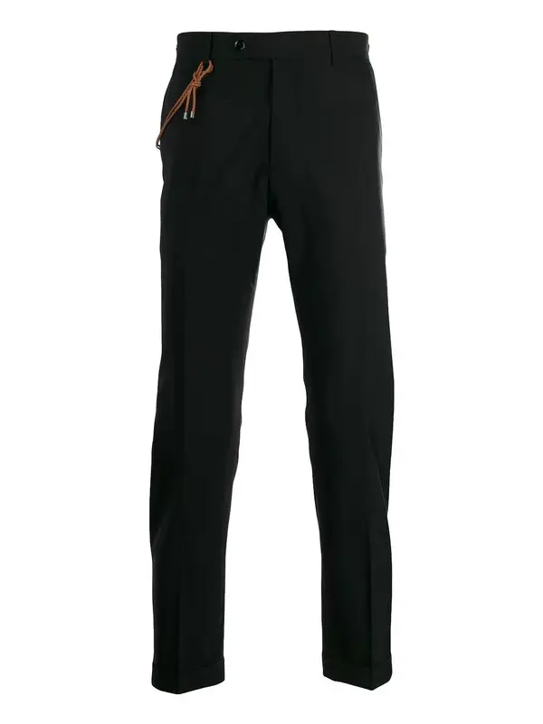 BERWICH Wool Blend Chinos With Rope Detail - Black