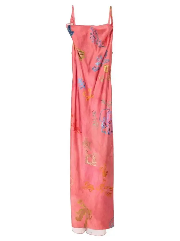 Alejandra Alonso Rojas Printed Cowl Neck Midi Dress - Pink
