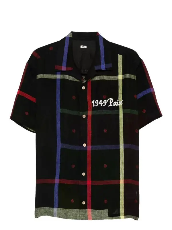 KHOKI Plaid Text Shirt - Black