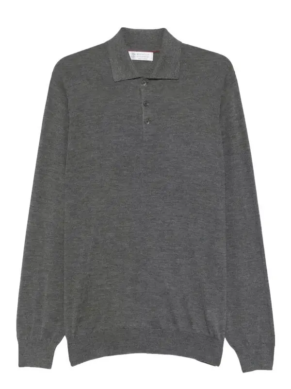 Brunello Cucinelli Button Long-sleeve Polo Shirt - Grey