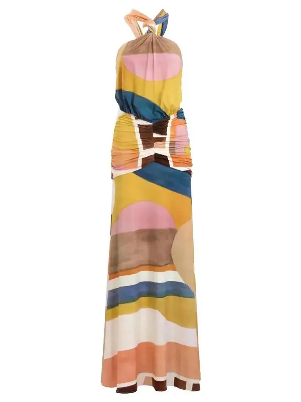 Silvia Tcherassi Jedda Abstract-print Maxi Dress - Yellow