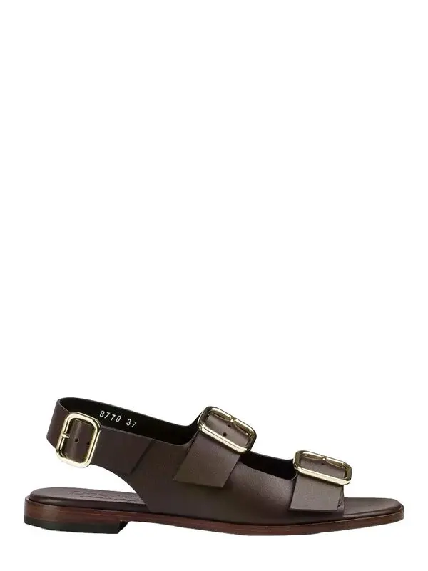 DOUCAL'S Leather Buckle Sandals - Brown