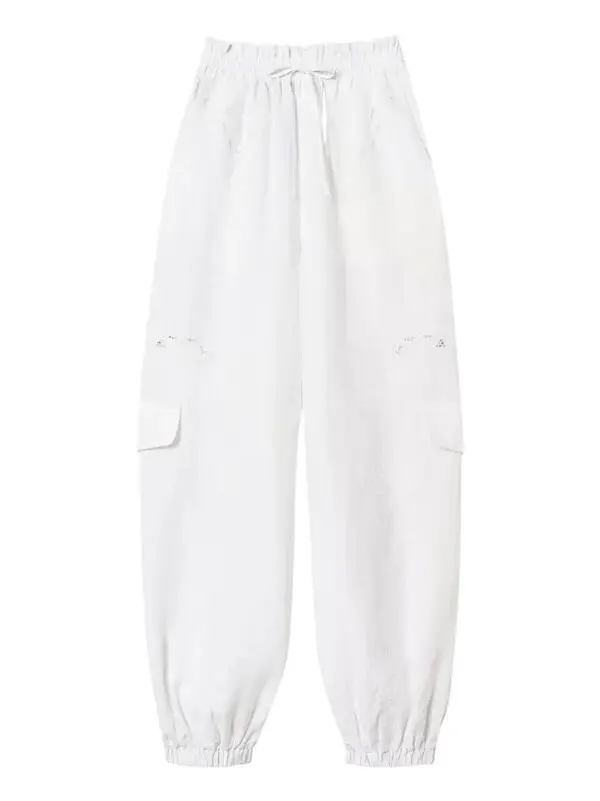 TWINSET Embroidered Linen Joggers - White