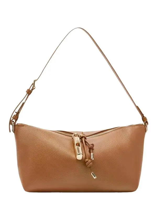 Furla Debby Zip Leather Shoulder Bag - Brown