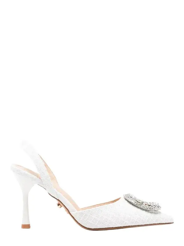 TWENTY FOURHAITCH Tortuga Embellished Slingback Pumps - White