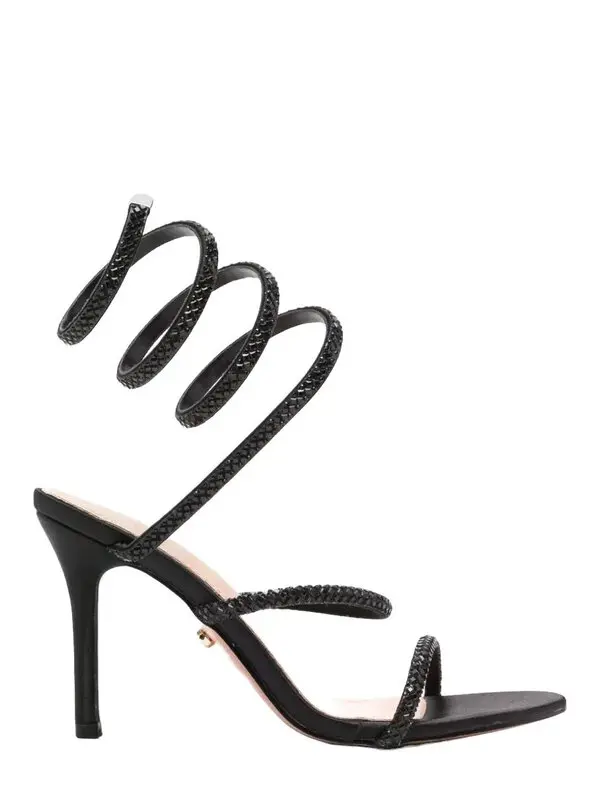 TWENTY FOURHAITCH Zeja Embellished Spiral Sandals - Black