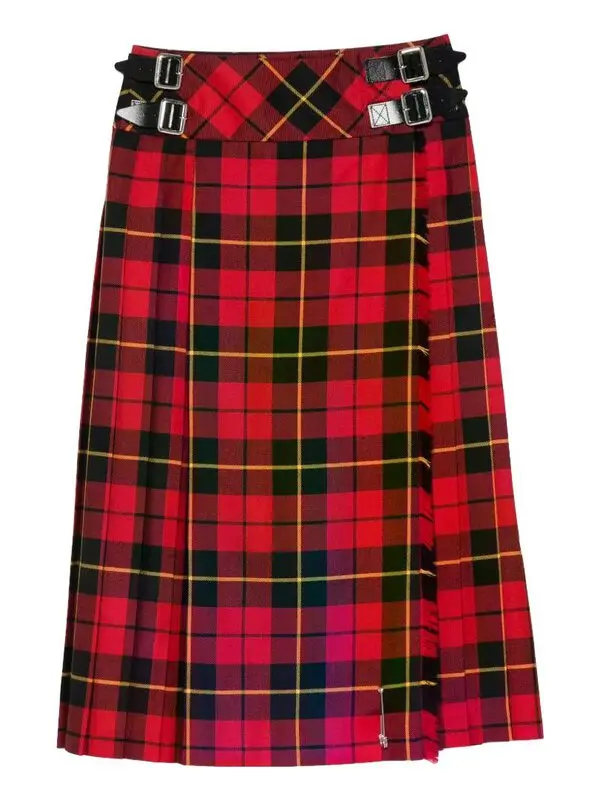 Le Kilt Buckle Tartan Kilt - Red