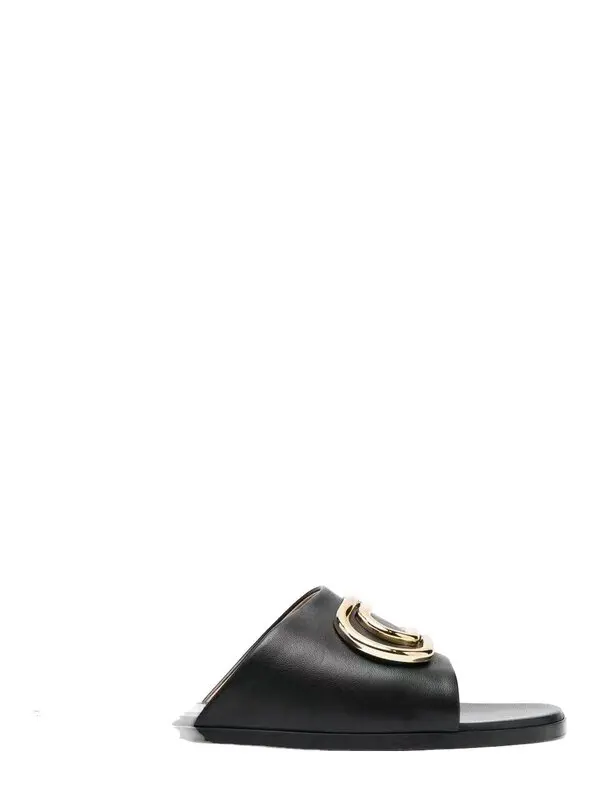 Off-White Paperclip Leather Sandals - Black