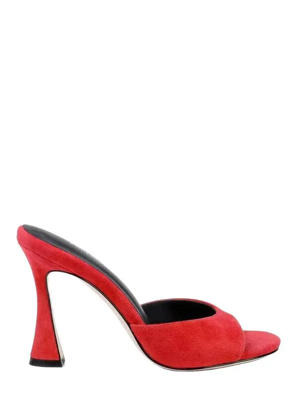 L'Agence Avery Suede Heeled Mules - Red