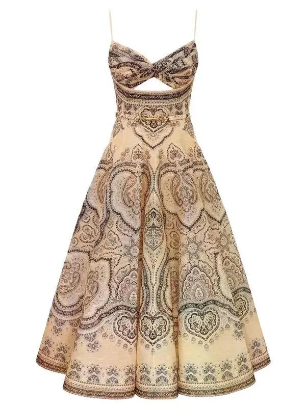 Zimmermann Luna Twist Printed Midi Dress - Neutrals