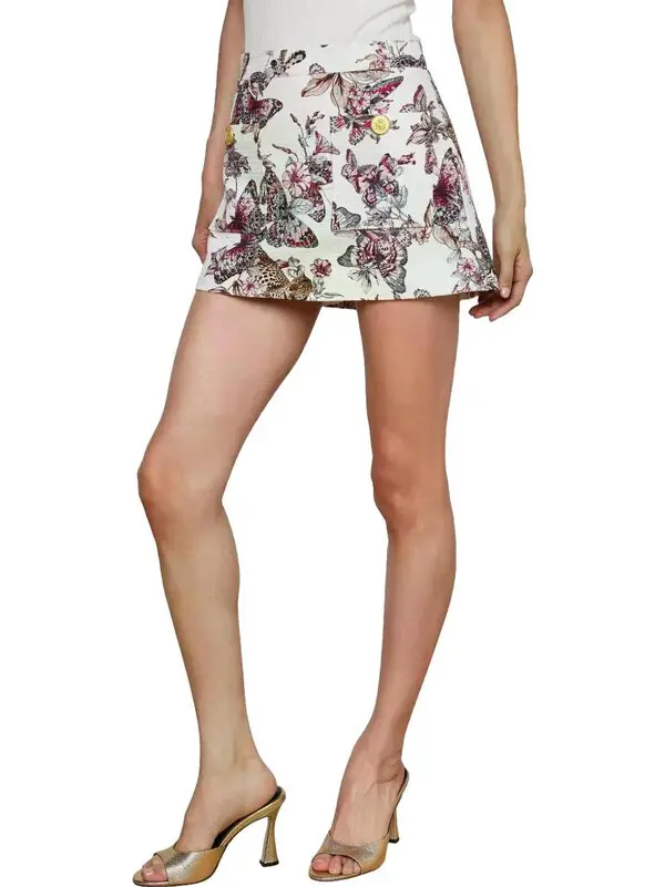 L'Agence Cyra Butterfly-print Mini Skirt - White