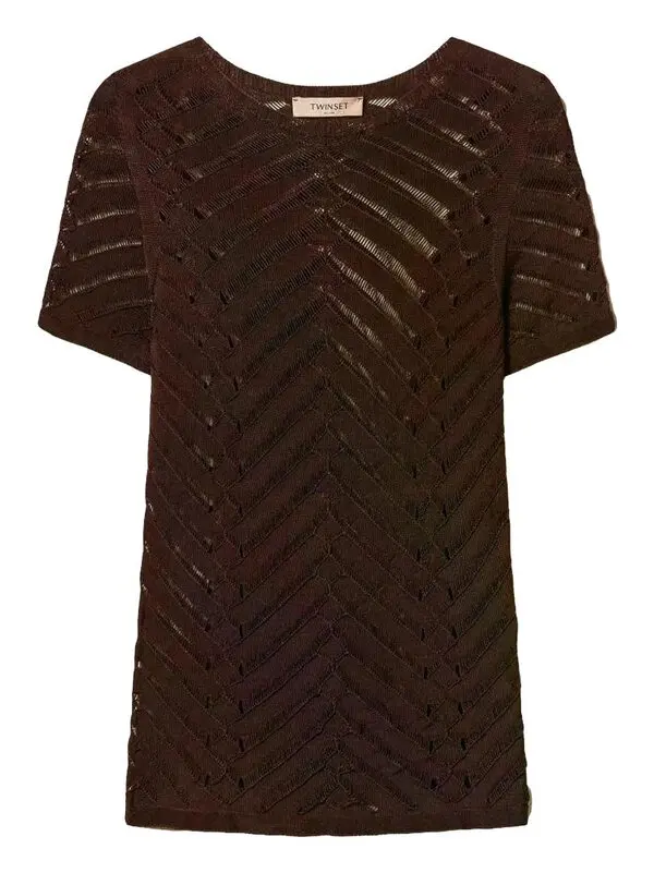 TWINSET Chevron Knitted T-shirt - Brown