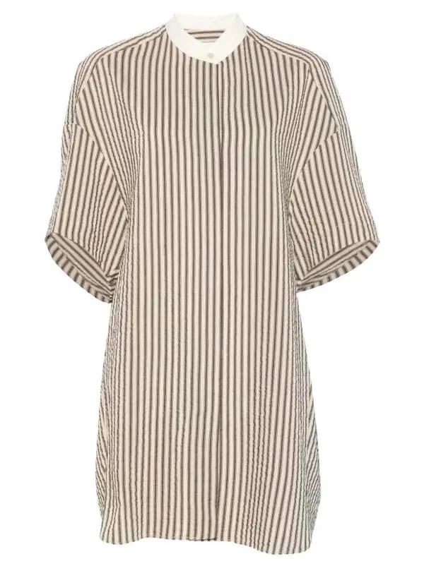 ALYSI Striped Shirt Dress - Neutrals