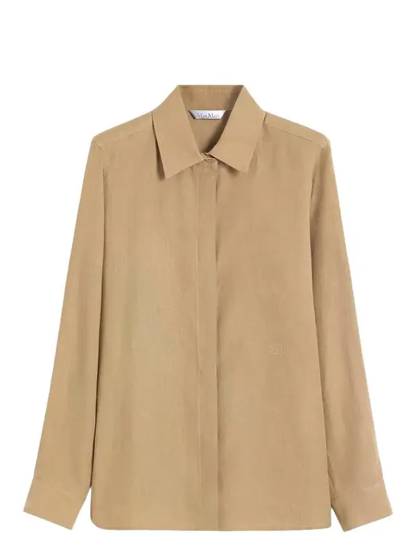 Max Mara Collared Linen Shirt - Neutrals