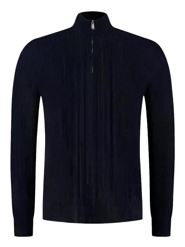 Fedeli Half-zip Ribbed-knit Sweater - Blue