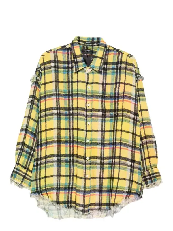 R13 Fringed Checked Shirt - Yellow