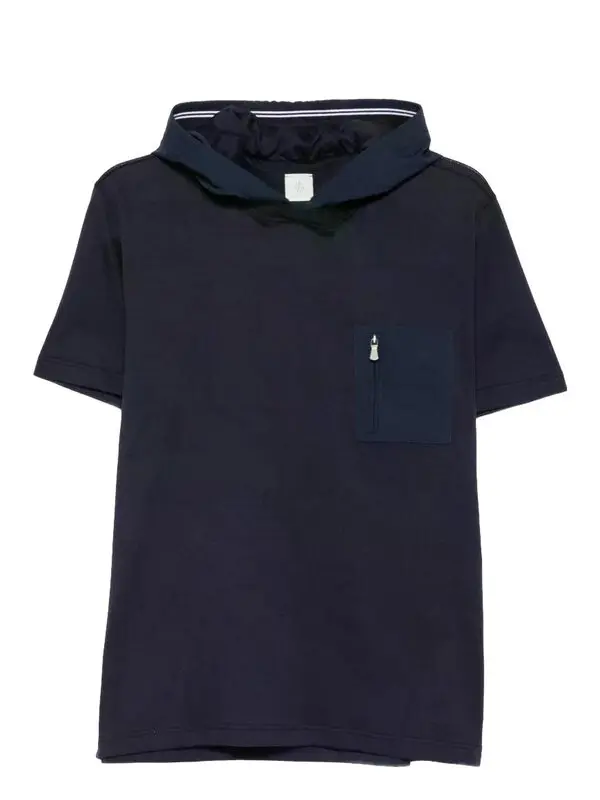 Eleventy Hooded T-shirt With Pocket - Blue