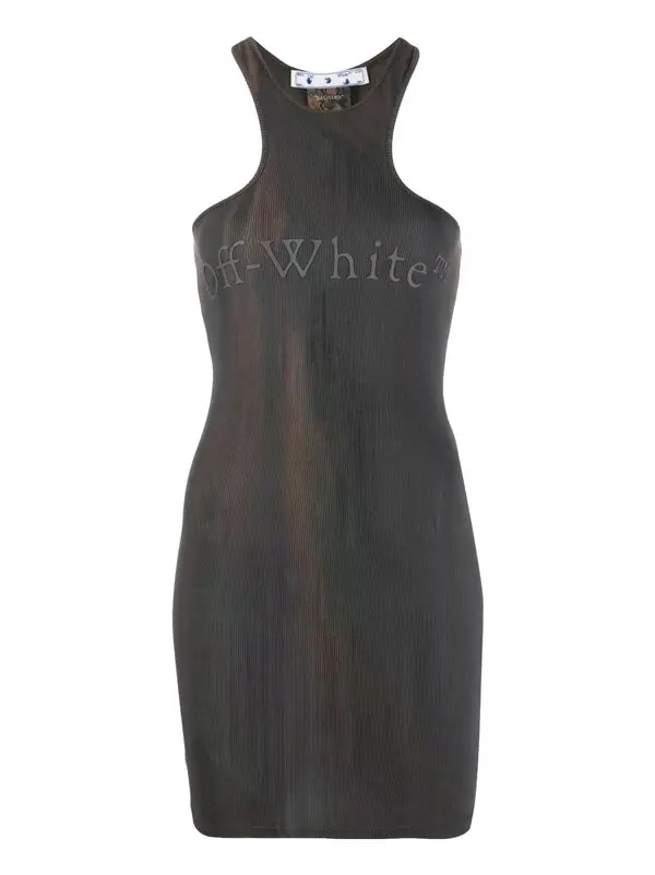 Off-White Logo-detail Tie-dye Sleeveless Minidress - Grey