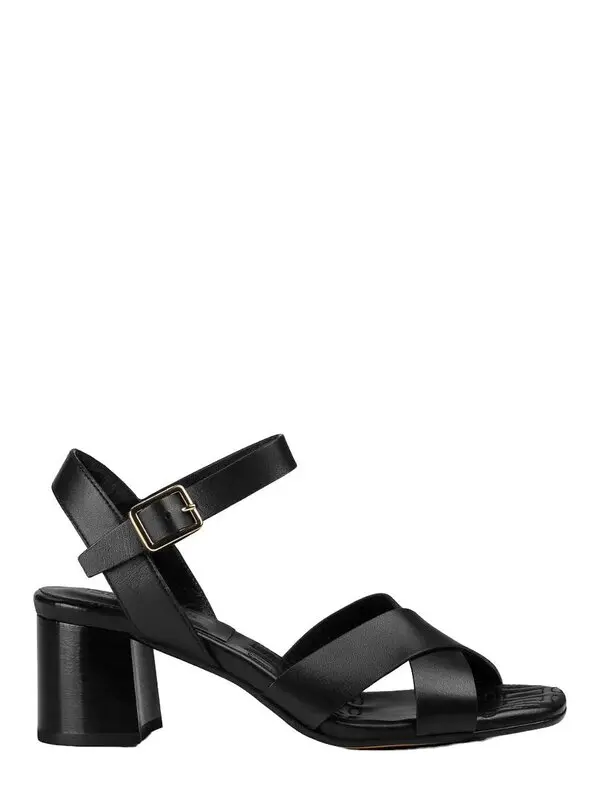 DOUCAL'S Cross-strap Leather Sandals - Black